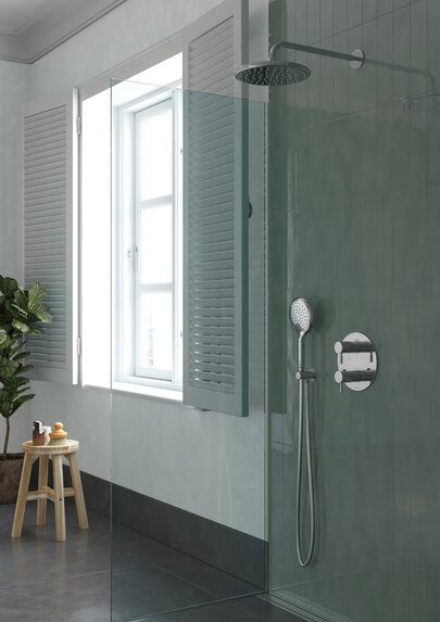 Damixa concealed bathroom shower and basin in Chrome & Black [https://damixa.com]